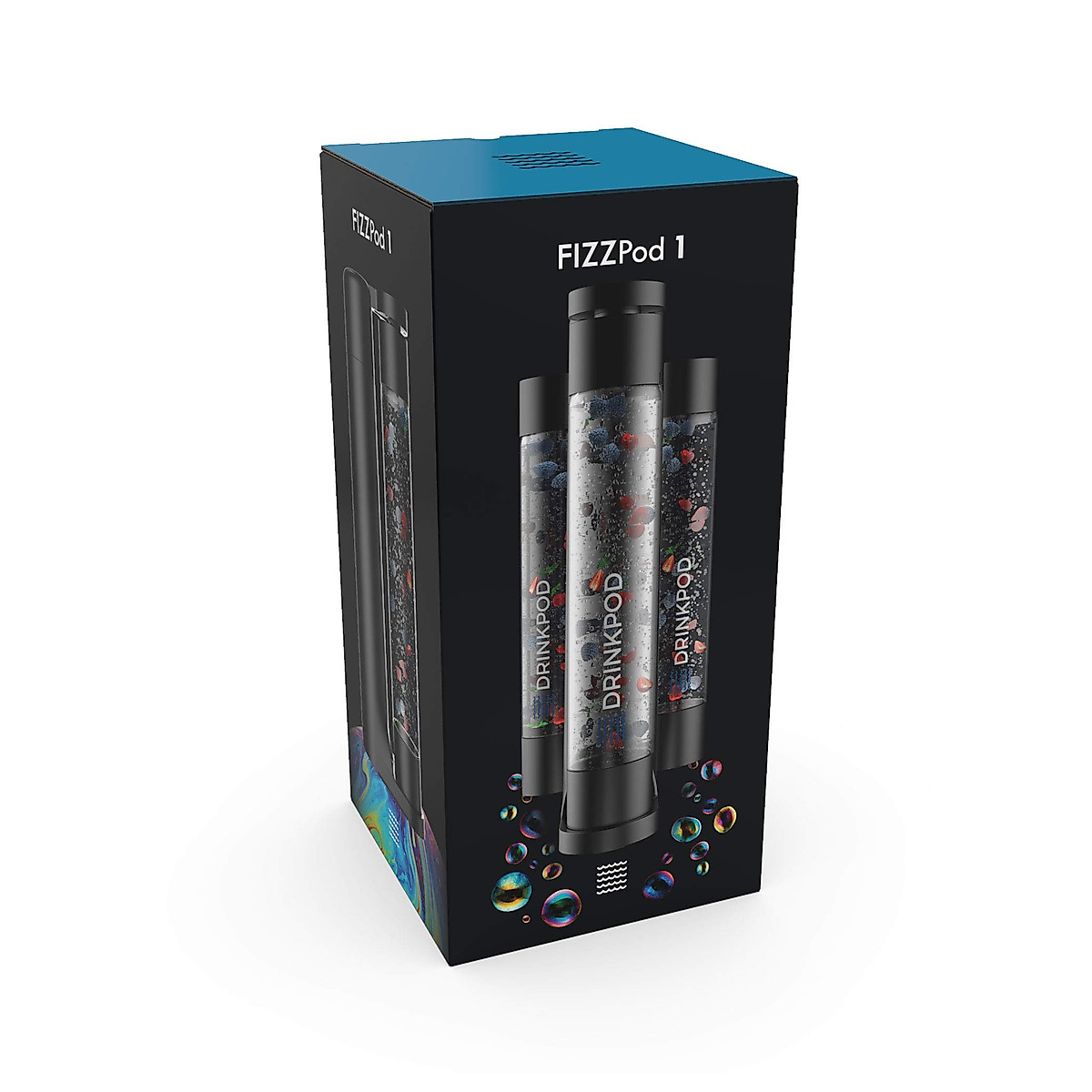 Fizzpod Sparkling Water Maker Soda Maker Infused Fruits Soda Maker Machine for Carbonating with 1L Carbonating Bottle, Seltzer Fizzy Water Maker, Includes 3 x 1l Carbonating Bottle Compatible with 60L