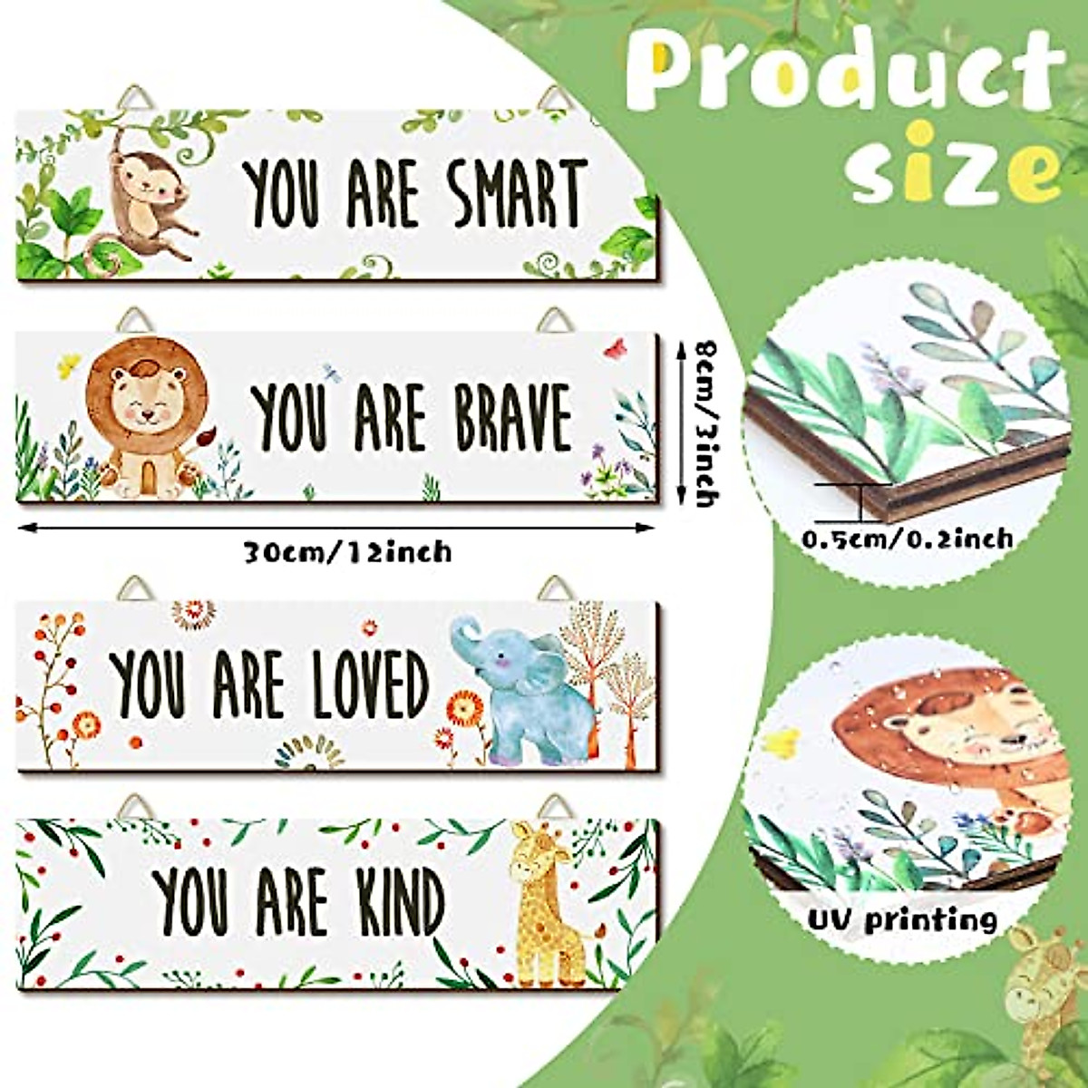 Chunful 4 Pieces Baby Nursery Decor Unframed Wall Art Bedroom Decor Motivational Inspirational Girls Room Decor Adorable Wall Decor with Inspirational Quotes for Boys Girls (Woodland Animal)