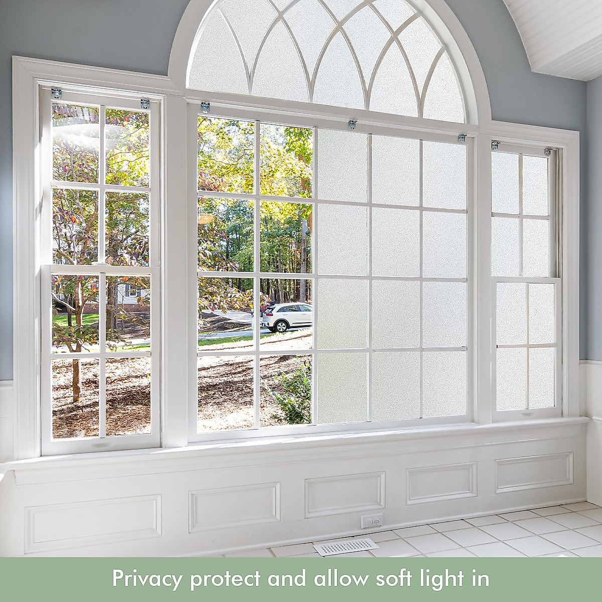 Privacy Window Film, HOMIDEK Frosted Glass Window film,Sun UV Blocking Static Cling Removable Frosting Window Tinting Film for Bathroom, Home,Office,Non-Adhesive(17.5"x78.7")