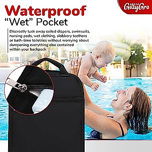 GillyGro Backpack Organizer Insert, Baby Diaper Bag Backpack Organizer, Foldable Universal Backpack Insert with Insulated Bottle Pockets, Zippered Waterproof Pouch