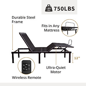 Dyonery Twin XL Adjustable Bed Base Frame with Wireless Remote + 14 Inch Twin XL Gel Memory Foam Mattress Bed in a Box, Head and Foot Incline, Zero Gravity, Fiberglass Free, 80" × 38"