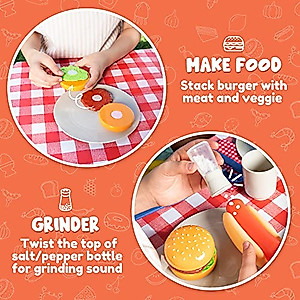 JOYIN 34 PCS Cooking Toy Set, Kitchen Toy Set, Toy BBQ Grill Set, Little Chef Play, Kids Grill Playset Interactive BBQ Toy Set for Kids