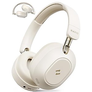 havit NC01 Active Noise Cancelling Headphones, Folding Design Headphones Wireless Bluetooth, 80H Playtime, Hi-Res Audio Custom EQ via App Super Bass for Airplane Traffic Home