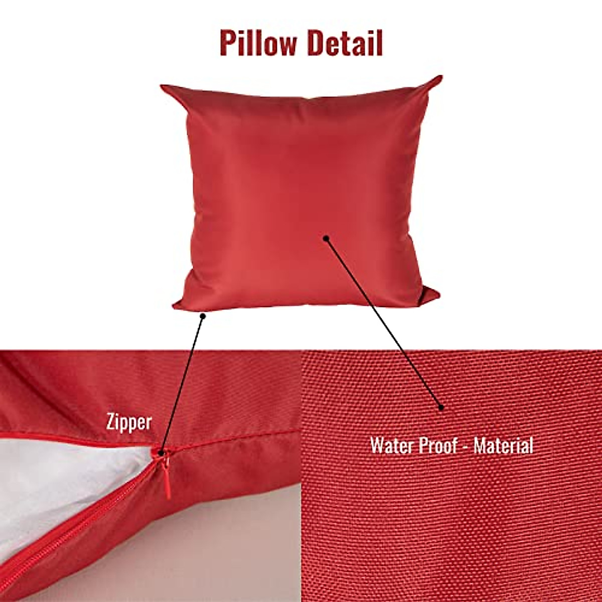 7 Pieces Outdoor Sectional Sofa Set, Brown PE Rattan Wicker Sectional Beige Cushioned Sofa Sets with 2 Red Pillows Patio Conversation Set with Glass Table for Lawn, Backyard, and Poolside