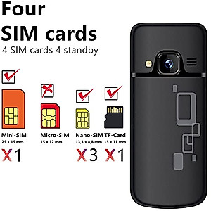 V9500 Unlocked Mobile Phone, 2G Senior Cell Phone, Support 4 SIM Card Auto Call Recorder Speed dial Magic Voice FM Radio 2.4" Screen 1200mAh Cellphones (Black)