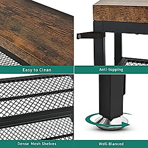 YITAHOME 7-Tier Shoe Rack with Boot Rack, Shoe Organizer for Closet, Large Shoe Rack Organizer for Entryway with 6 Metal Mesh Shelves, 27-34 Pairs of Shoes, Rustic Brown + Black