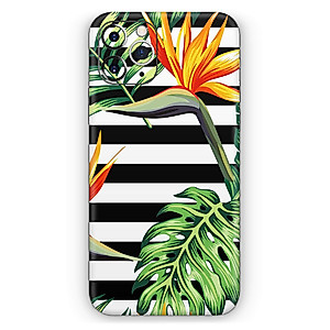 Design Skinz Vivid Tropical Stripe Floral v1 - DesignSkinz Protective Vinyl Decal Wrap Skin Cover Compatible with The Apple iPhone 7 (Full-Body, Screen Trim & Back Glass Skin)
