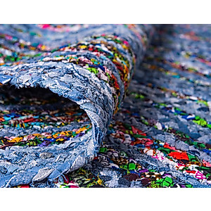 Unique Loom Braided Chindi Collection Casual Modern Blue/Dark Blue Area Rug (9' 0 x 12' 0)