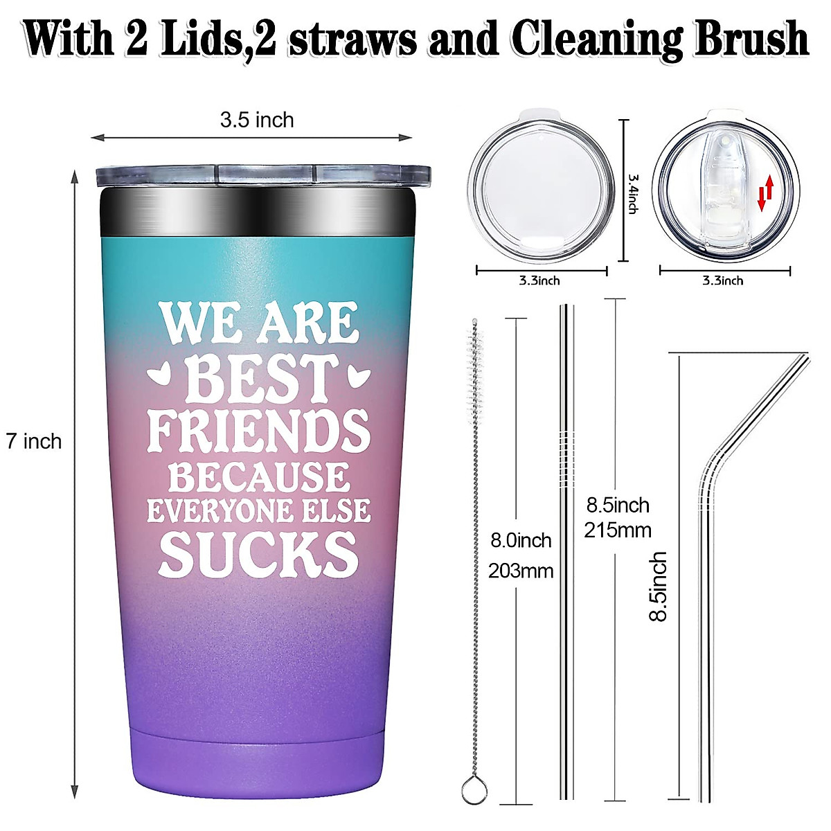 Fufendio Gifts for Women Friends - Best Friend Birthday Gifts for Women - Friendship Gifts, Valentines Day Gifts for Friend Female - Insulated Coffee Mug Tumbler Cup