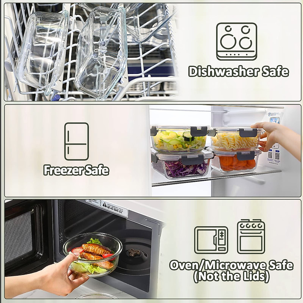 M MCIRCO 24 Pcs Glass Food Storage Containers with Lids, 8 Pcs Glass Baking Dish Set with Lids, Fridge, Microwave, Oven, Dishwasher Friendly, For Cooking, Baking