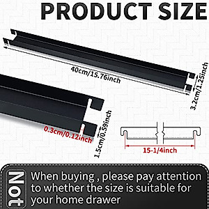 6 Pcs Front to Back Rails Lateral Drawer Hanging File Bar Black File Cabinet Rails Stainless Steel File Cabinet Parts for Sides Letter Size File Folders Storage Organizer, 15.76 Inches Long