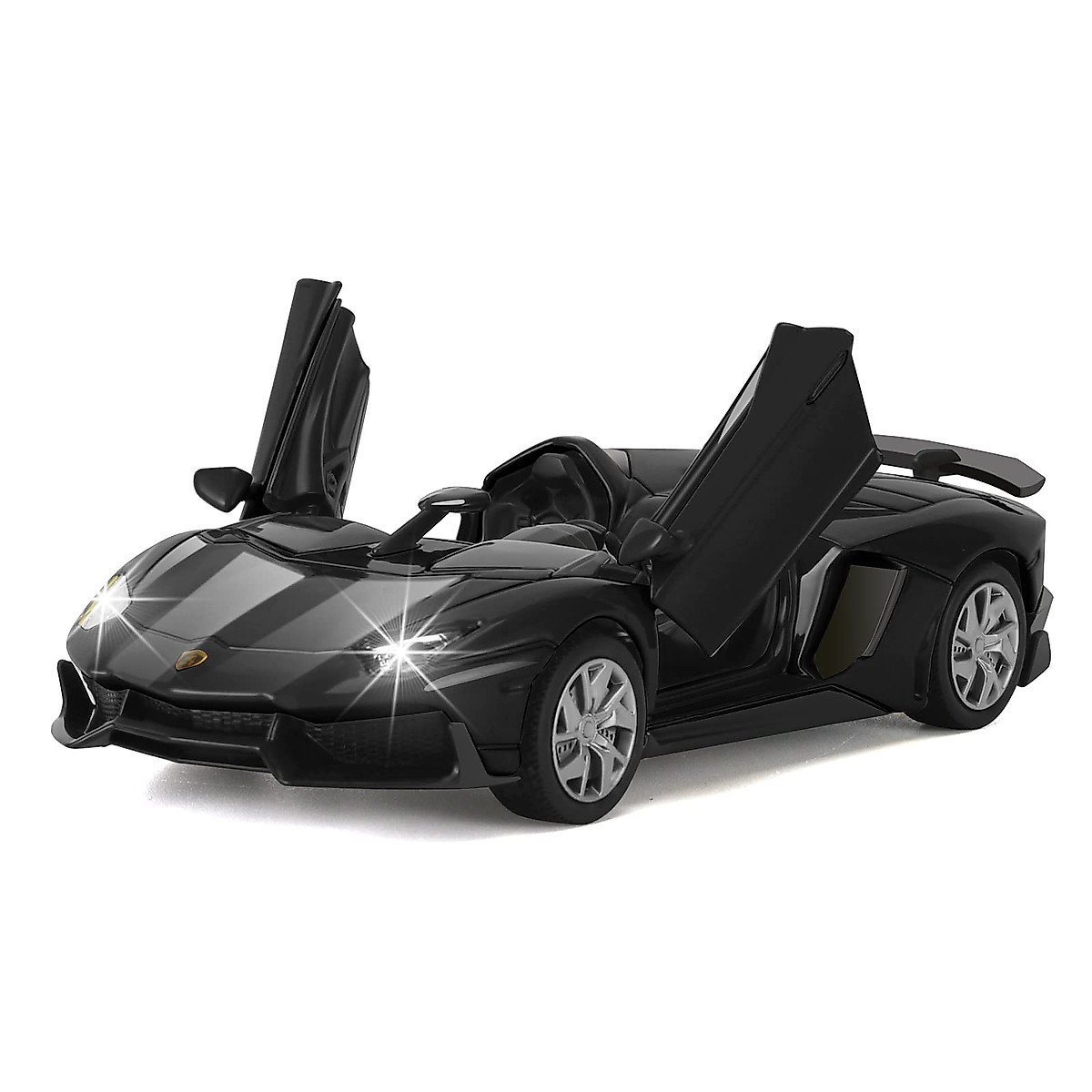 Toy Car 1/32 Roadster Metal Die-cast Model Car with Sound and Light for 3 4 5 6 7 Year Old Boy Toy (Black)
