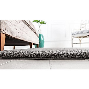 Unique Loom Solo Collection Solid, Plush, Kids, Modern Area Rug, 8 ft x 10 ft, Grey