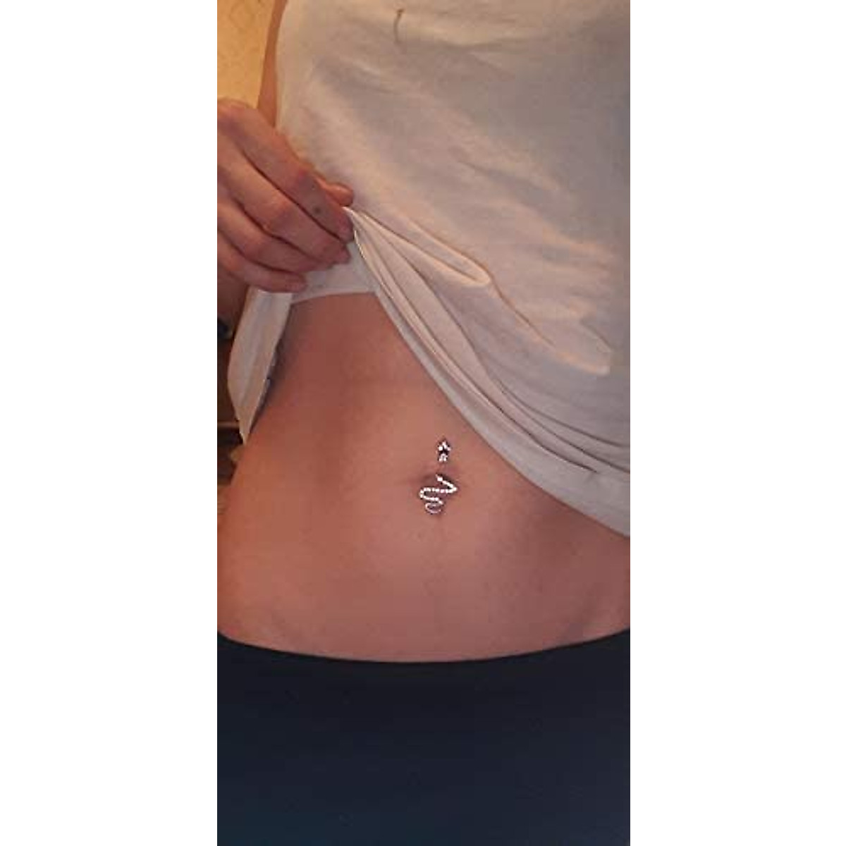 Jewseen Snake Belly Button Ring Green CZ Crystal Surgical Stainless Steel Navel Rings 14g Belly Piercing Body Jewelry