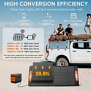 TWELSEAVAN 100W Solar Panel for Jackery/EF/Bluetti/Anker/Goal Zero Power Station, IP68 Waterproof 23.5% Efficiency ETFE Portable Foldable Solar Charger with Adjustable Kickstand for Camping Outdoor