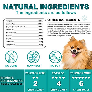 Yecuce Calming Chews for Dogs,Quiet Moments Dog Calming Treats,Help Promote Relaxation,Dogs Anxiety Stress Relief-Barking,Separation,Thunder,Travel Issues,Duck Flavor,8.54 oz (242g),110 Count