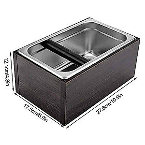 SYKSOL GUANGMING - Stainless Steel Coffee Knock Box with Handle Wooden Exterior, Container for Grounds Waste, Large Capacity Practical Coffee Knock Box,17.5 * 12.1 * 27.6