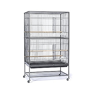 Prevue Pet Products Wrought Iron Flight Cage with Stand, Large Birdcage for Pets, Metal Cage Standing Birdcage, Black Hammertone Finish