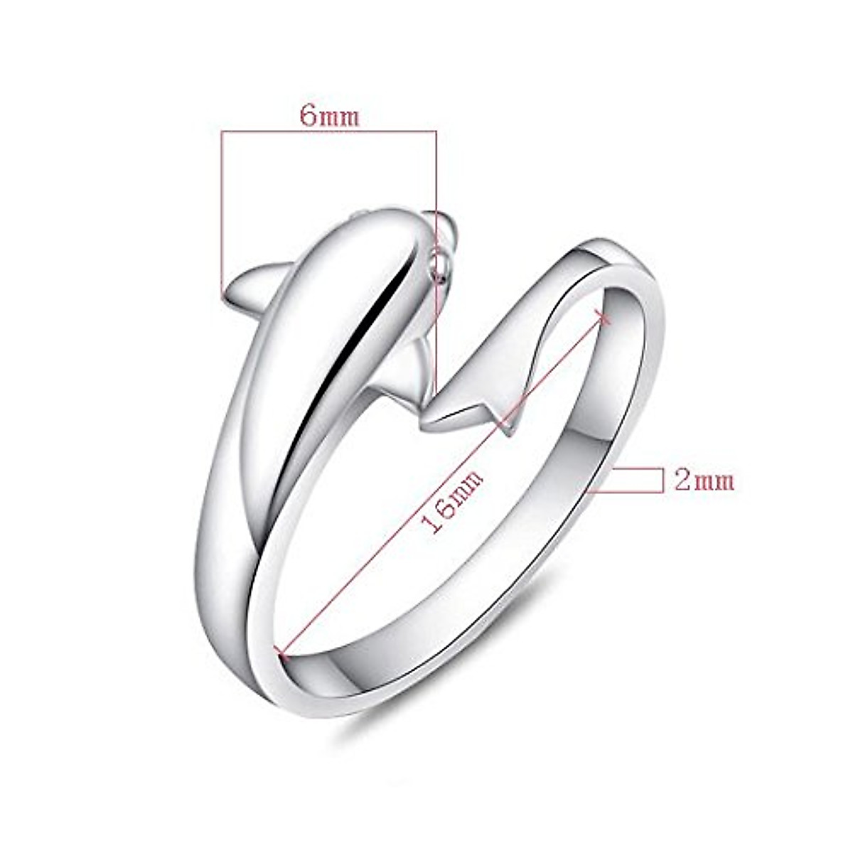 TomSunlight 925 Sterling Silver Dolphin Ring Finger Fashion Women Lady Ring Opening Adjustable gift