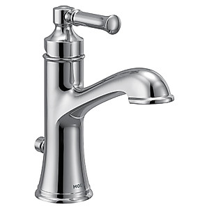 Moen Dartmoor Chrome Single Handle Bathroom Sink Faucet with Optional Deckplate, 6803