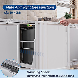Insputer 40 QT 10 Gal Pull Out Trash Can Under Cabinet, Heavy Duty Under Sink Garbage Can Kit with Soft-Close Slides for Kitchen, Laundry, Requires Minimum Cabinets Opening 12" W X 18" D