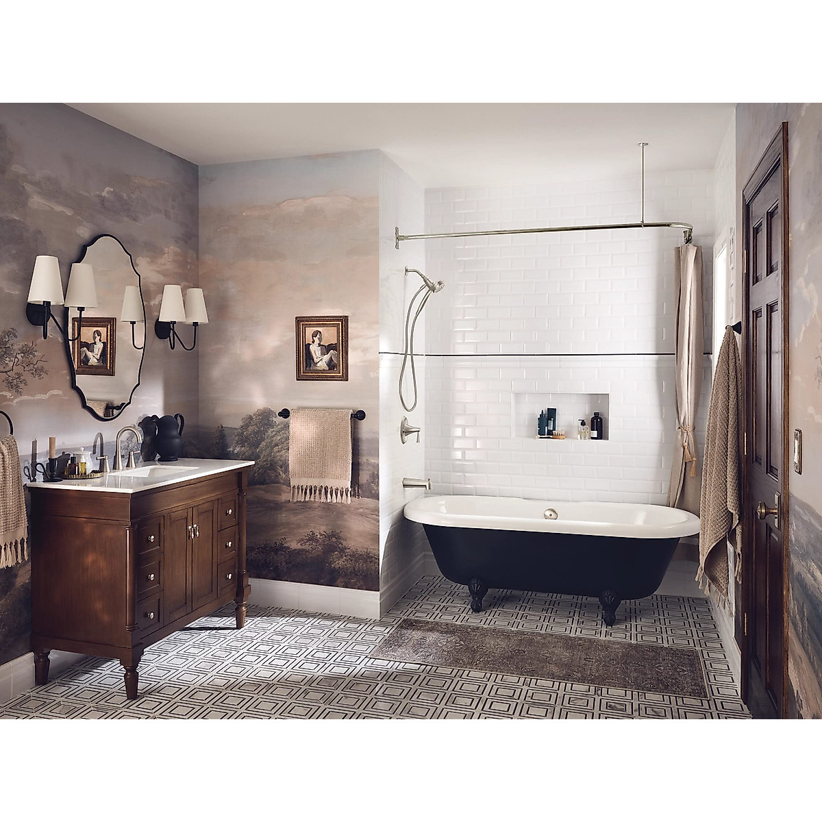 Moen Ronan Spot Resist Brushed Nickel Two-Handle Widespread Modern Bathroom Faucet, Valve Included, 84023SRN