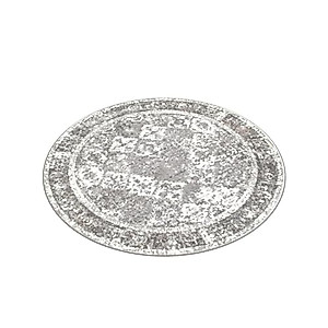 Unique Loom Rosso Collection Vintage, Traditional, Bohemian, Geometric, Distressed, Southwestern Area Rug, 8' 0" x 8' 0", Gray/Ivory