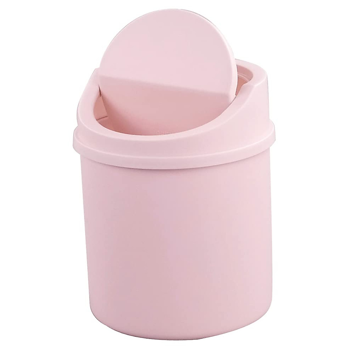 Fiazony Plastic Tiny Waste Bin, Desktop Mini Trash Can with Swing Lid, Pink