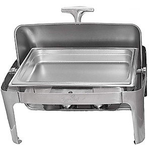 TigerChef Chafing Dish Buffet Set - Roll Top Chaffing Dishes Stainless Steel - 3 Chafer and Buffet Warmer Set with 6 Fuel Gel and 3 Plastic Tongs