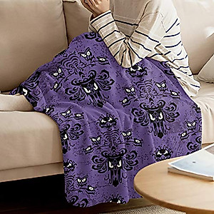 T&H XHome Flannel Fleece Bedding Blanket - 60"x80" Haunted Halloween Mansion - Grim Grinning Ghosts Anime Camp Throw Blanket for Baby Kids Boy Girls Men Women