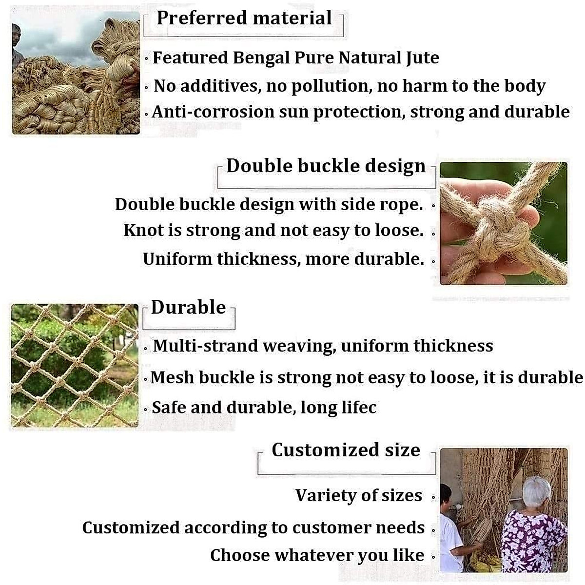 RZM Rope Netting Heavy Duty, Climbing Rope Net Playground Treehouse Hemp Safety Net Stair Balcony Protection Netting Kids Outdoor Swing Toys (Size : 1 * 2m(3 * 7ft))