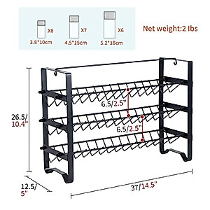 H-SPACE Spice Rack Organizer for Cabinets, 3 Tier Spice Rack Organizer, Removable Countertop Spice Rack, Freestanding Spice Jar Organizer for Kitchen Counter (Black)