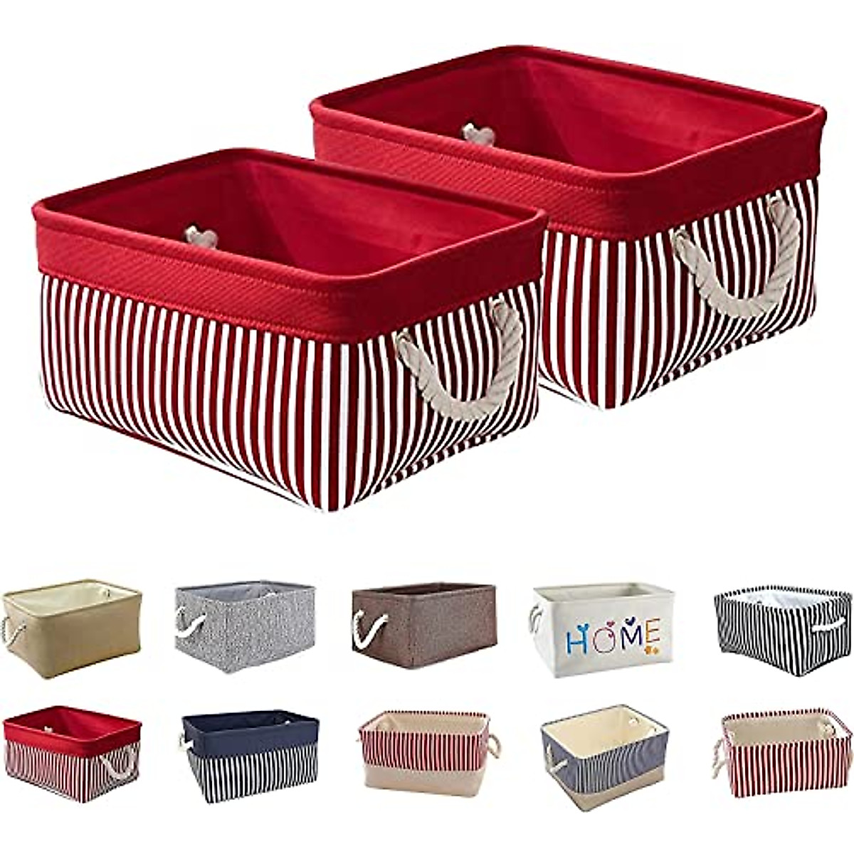 2 Pack Closet Canvas Fabric Storage Basket Storage Bins Organizing Baskets for Shelves, Closets, Laundry, Nursery, Decorative Baskets for Gifts Empty