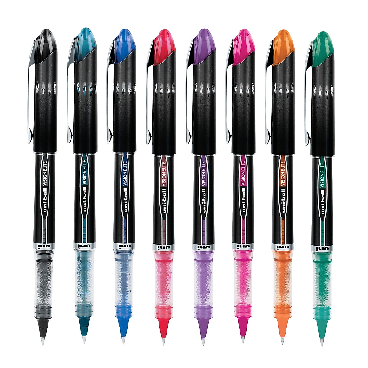 uniball Vision Elite Rollerball Pens with 0.5mm Micro Point Pen Tips, Assorted, 8 Count - Uni-Super Ink is Smooth, Vibrant, and Protects Against Water, Fading, and Fraud