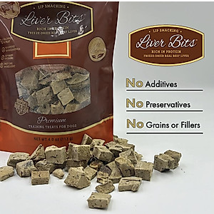 Liver Bits Treats for Dogs - Freeze Dried Training Treats - 100% Natural Raw Beef Liver - High in Protein 4 oz