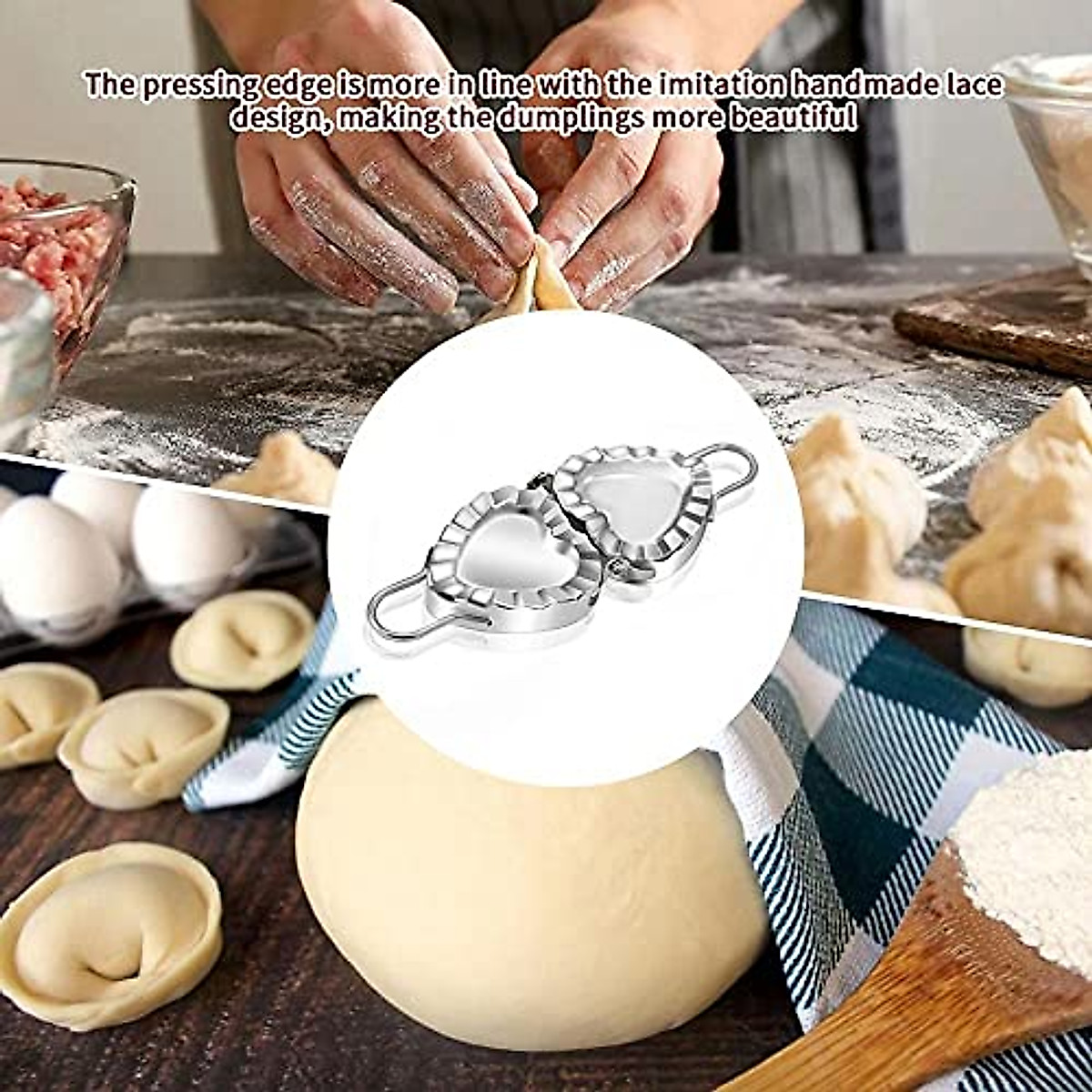 Stainless Steel Dumpling Mold, Household Cooking Chinese Pastry Baking Dough Presser for Kitchen Ravioli Dumpling Molds(Heart)