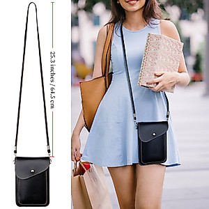 PG6 Roomy Pockets Series Small Travel Crossbody Leather Bags Cell Phone Purse Wallet, Black, One Size