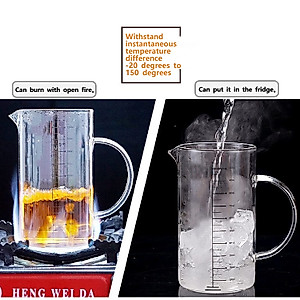 Lab Measuring Glass Beaker Set - Borosilicate Glass Beaker with Handle and gate，4 beakers and 2 Glass Straws， High and Low-Temperature Resistance