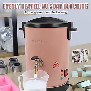 FAST MELT 3Qts Soap Base Melter - Soap Making Kit with Constant Temperature Control Melter, Quick Pour Spout, Ideal for Homemade Soap Business Fast Loading Easy Clean Pink