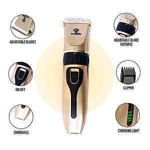 BougiePaw Dog Grooming Kit – Low Noise Cat & Dog Hair Trimmer with Pet Nail Cutter | Cordless Dog Clippers for Grooming Thick Coats with Bath Brush, & Shaver with Scissors for Dogs Cat Animal