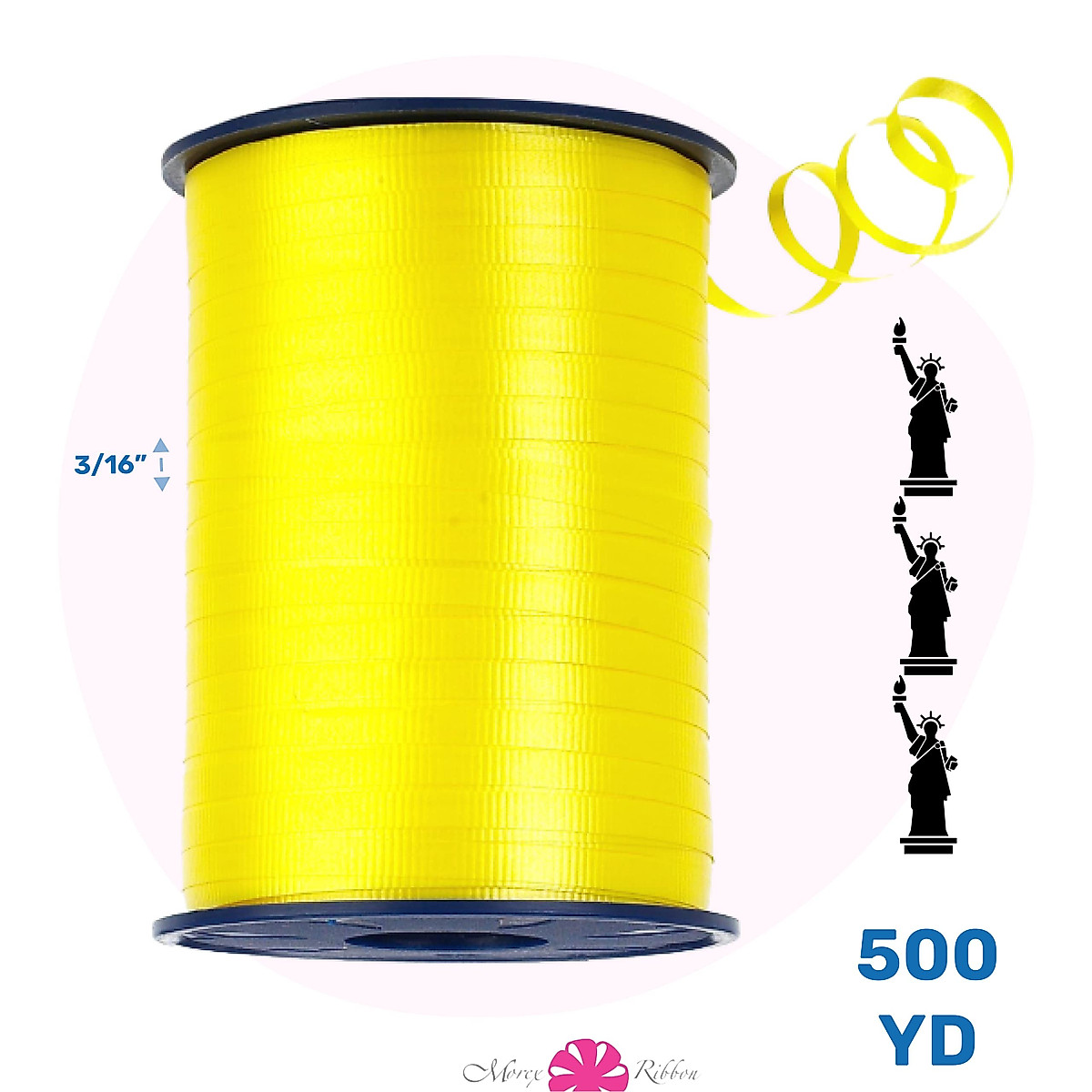 Morex Curling Ribbon 3/16" 500 Yds for Gift Wrapping, Balloon String, Birthday Parties, Holidays, Decorations, Yellow