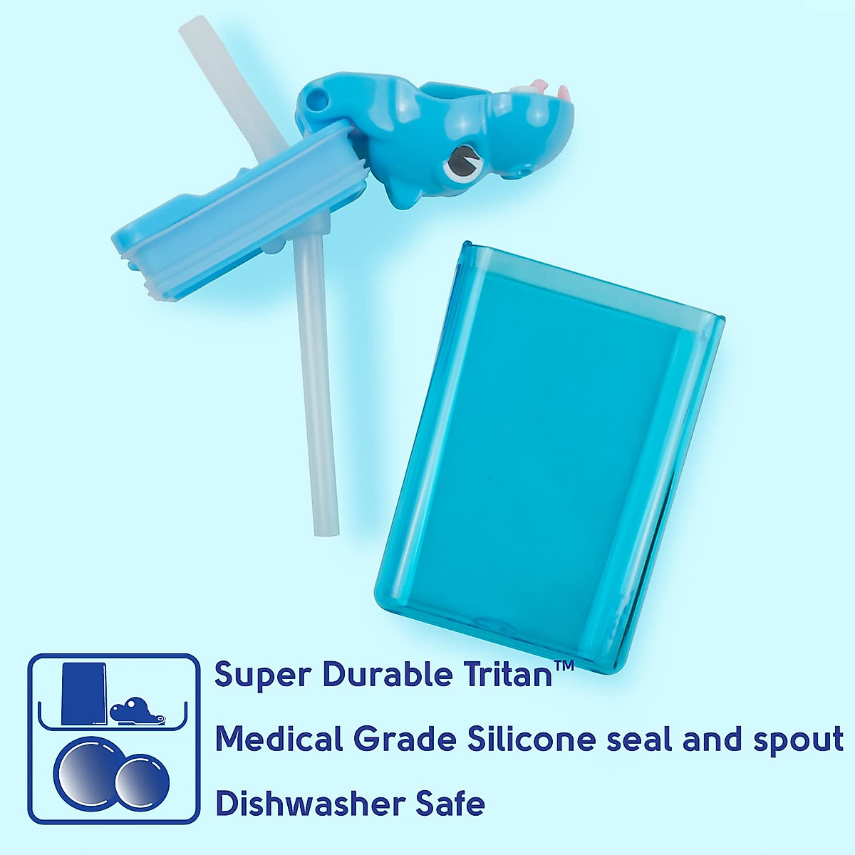 Precidio New Drink in the Box FunTops Eco-Friendly Reusable Drink Container Design, 8oz (Hippo)