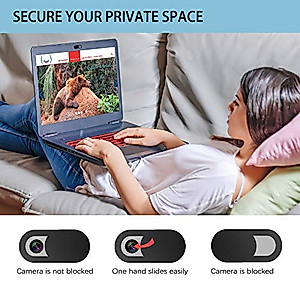 EYSOFT Webcam Cover, Webcam Cover Slide Compatible for Laptop, Desktop, PC, MacBook Pro, iMac, Mac Mini, iPad Pro, Smartphone,Protect Your Privacy and Security,Strong Adhesive (Black)