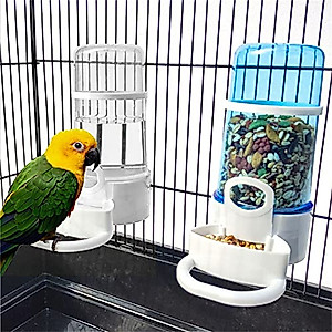 Panchitalk 2PCS Automatic Birds Feeder Water Drinker Bottle Pet Food Container for Cage Budgie Hamster 415ml (White)