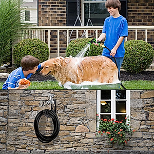 GAMSOD 50ft Expandable Garden Hose, Lightweight Gardening Flexible Hose Pipe, Solid Brass Fittings, 2.2X Expanding Flexible Latex Water Hose with Spray Nozzle -Black