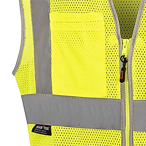 Pioneer Safety Vest for Men – Hi Vis Reflective Mesh Neon with 8 Pockets, Zipper Closure for Construction, Traffic, Security Work – Orange, Yellow/Green, V1025260U