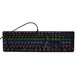 eboxer-1 Gaming Keyboard, USB Wired Keyboard with RGB Rainbow Backlit, 104 Keys Spanish Keyboard with Ñ and Blue Switch, Mechanical Keyboard for Desktop Notebook