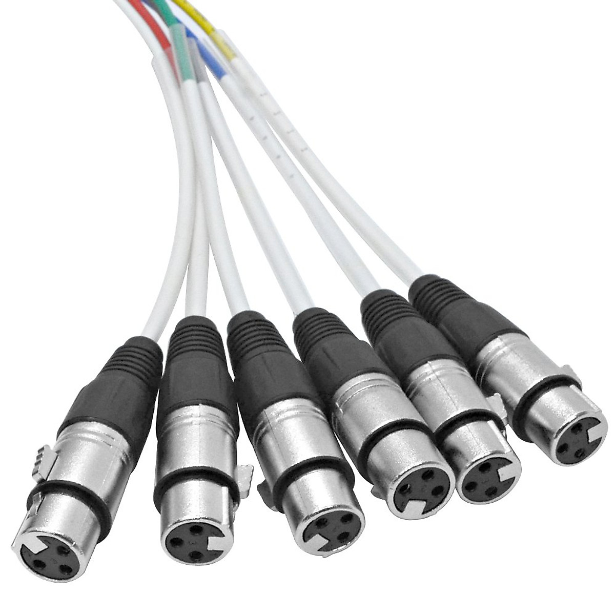 Seismic Audio - SARLX-6x6-6 Channel XLR Colored Mutil-Patch Snake Cable 6 Feet - Shielded Audio Frequency Control Cable Snake 6'