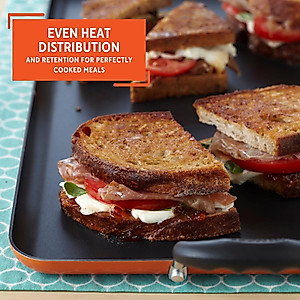 IMUSA USA, Black IMU-1818TGT Soft Touch Double Burner/Griddle, 20" X 12"