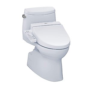 TOTO MW6142034CEFG#01 WASHLET+ Carlyle II One-Piece Elongated 1.28 GPF Toilet and WASHLET C100 Bidet Seat, Cotton White